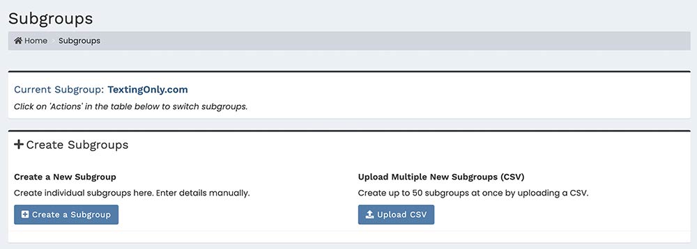 Subgroups Overview - TextingOnly