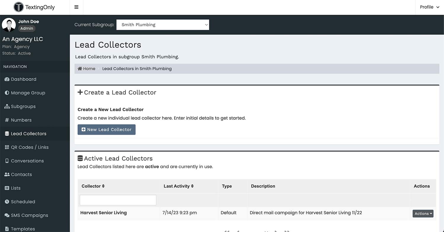 Creating a Lead Collector - TextingOnly